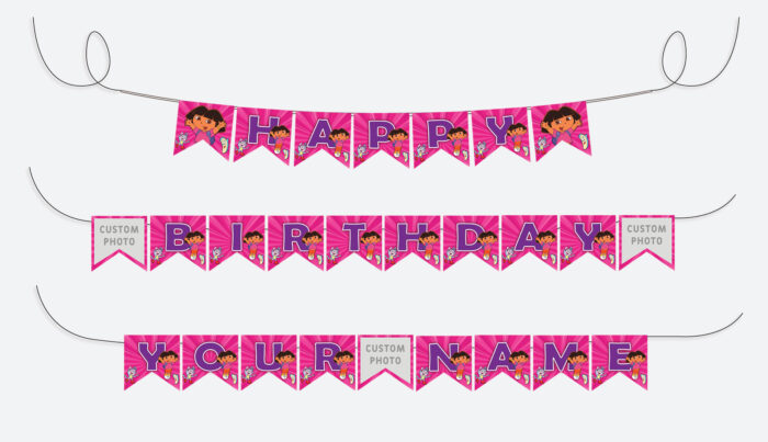 Dora Birthday Pennant Banner - Party Theme
